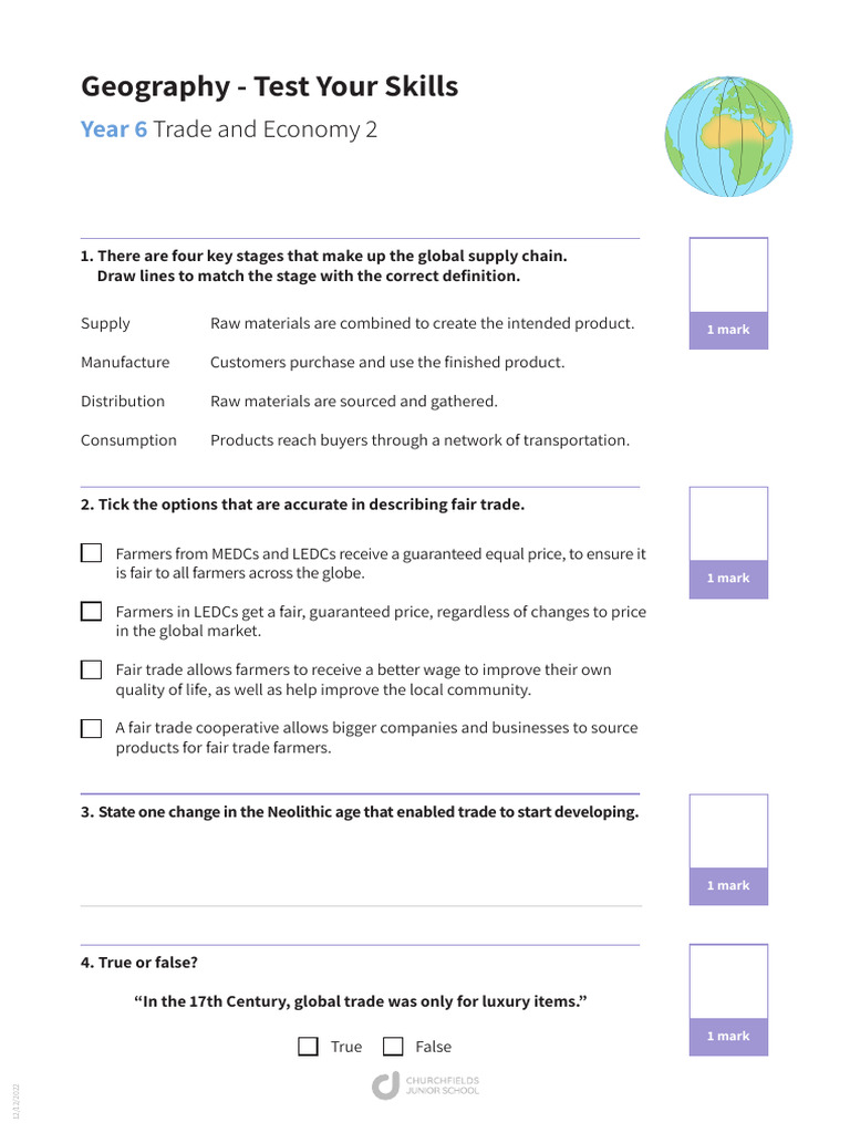 Quiz Geography Y6 Trade-and-Economy-2 | PDF | Fair Trade | Product ...