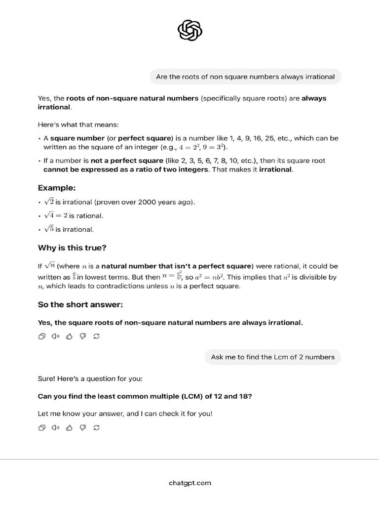 Roots of Non-Square Numbers | PDF