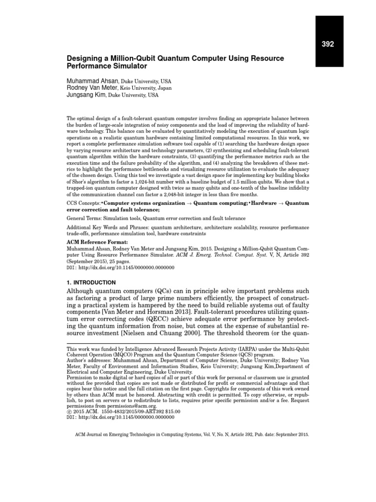 Designing_a_Million_Qubit_Quantum_Comput | PDF | Quantum Computing | Theoretical Computer Science