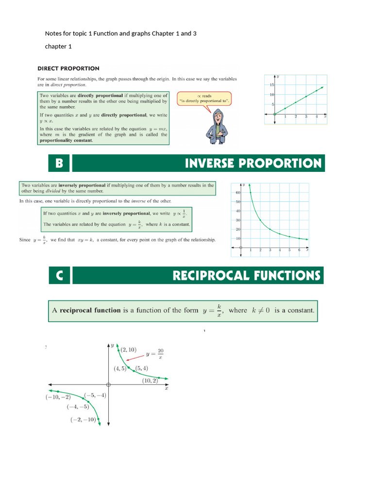 Notes For Topic 1 Function and Graphs | PDF