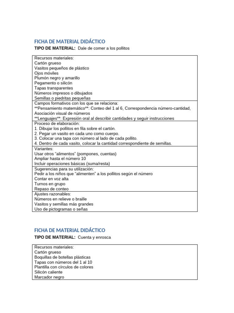 Fichas de Material Didactico | PDF