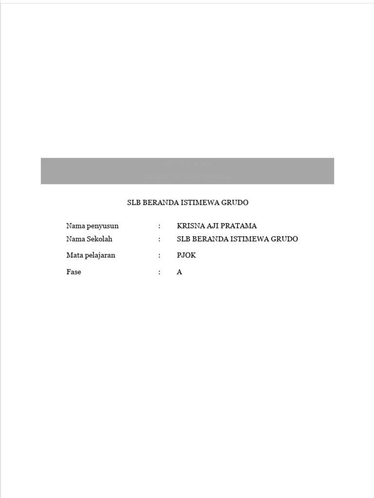Modul Ajar PJOK SLB Grudo Fase A | PDF