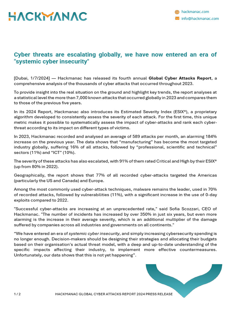 Hackmanac_Global_Cyber_Attacks_Report-2024_PR | PDF | Computer Security ...