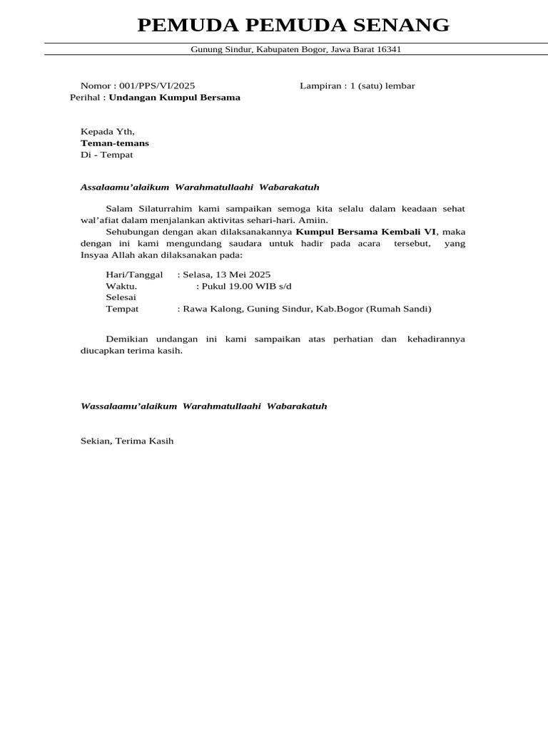 Undangan Kumpul Bareng Kemnali VI. | PDF