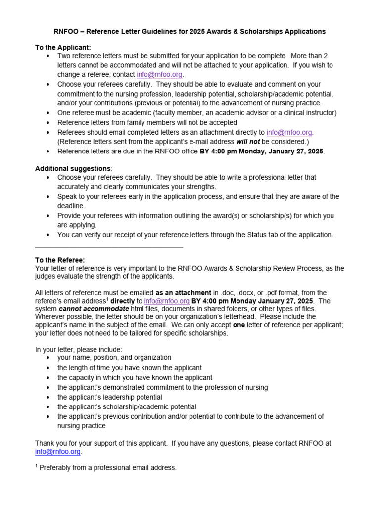2025 Reference Letter Guidelines | PDF