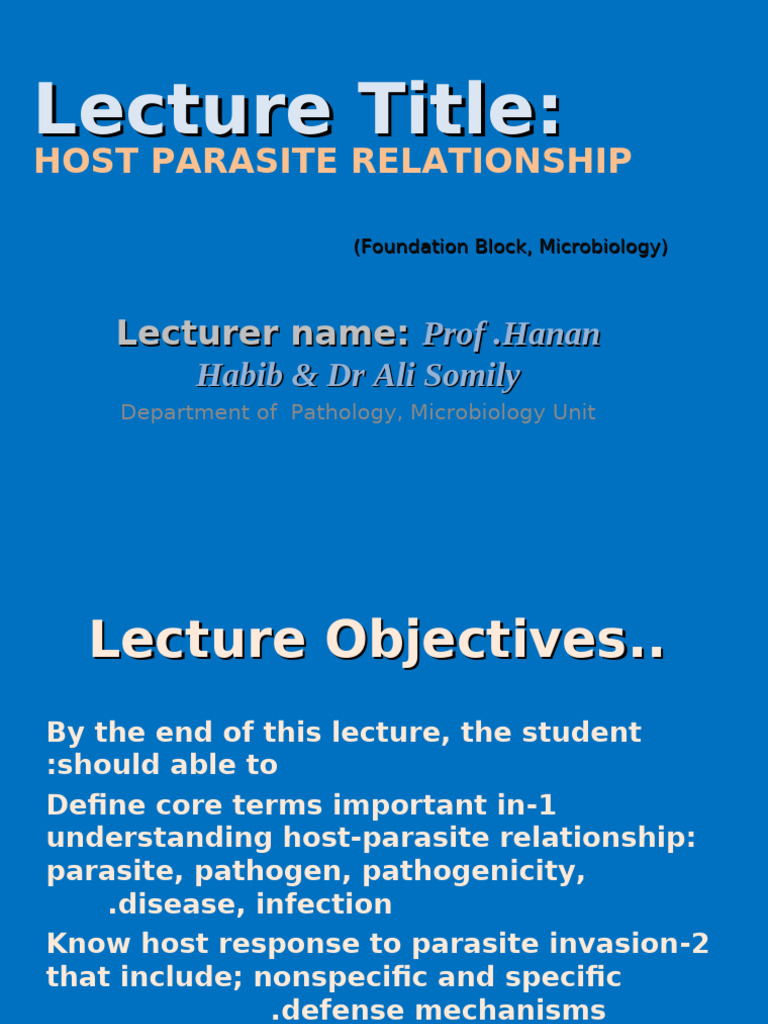 3 - Host Parasite Relationship | PDF | Pathogen | Infection