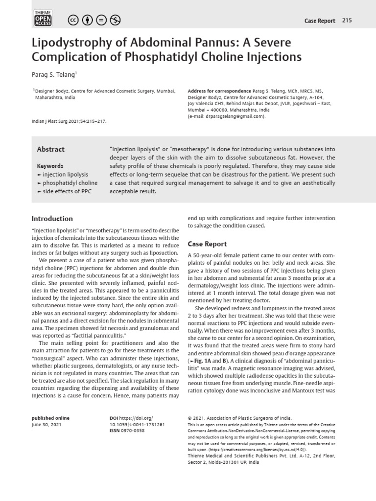 Lipodystrophy of Abdominal Pannus | PDF | Injection (Medicine ...