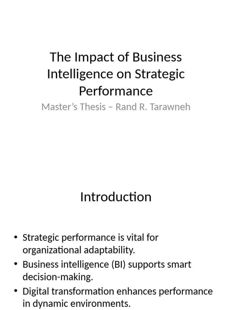 Business Intelligence's Role in Strategy | PDF