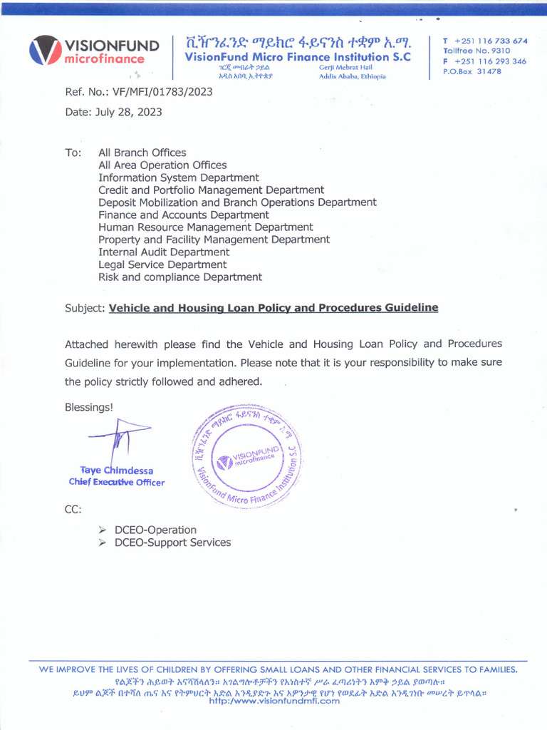 Vehicle and Housing Loan Policy and Procedures Guideline - July-2023 | PDF