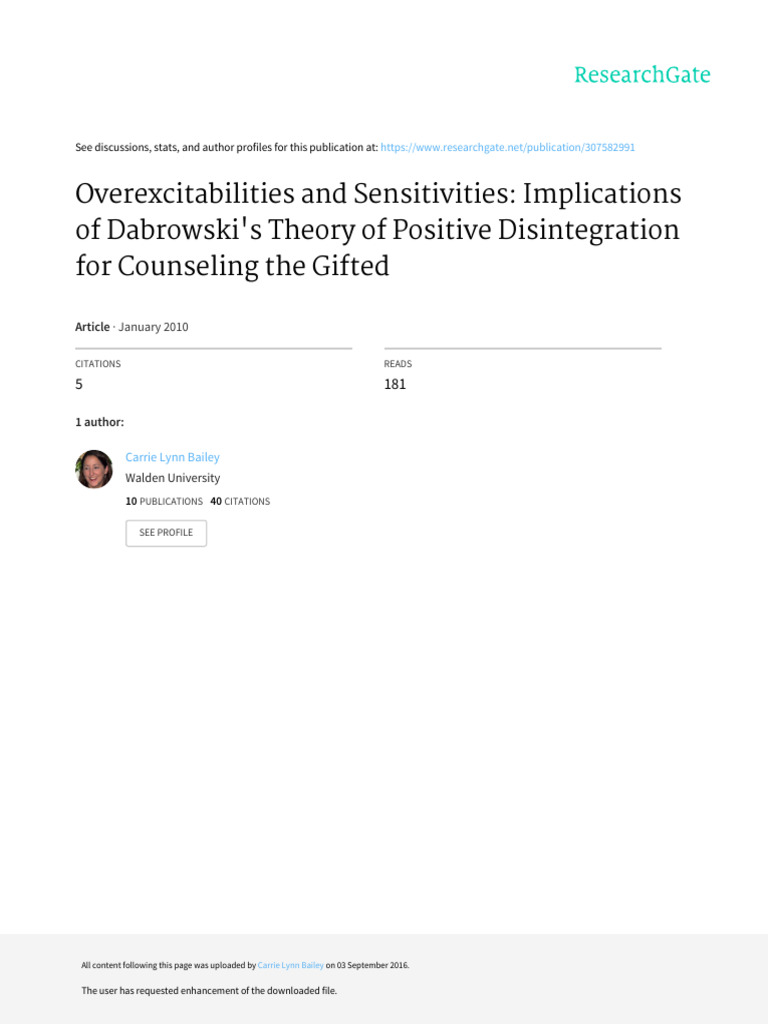 Dabrowski's Theory for Gifted Counseling | PDF | Cognition | Neuroscience