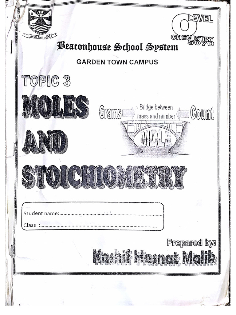 Moles and Stoichiometry Notes and Questions KHM | PDF