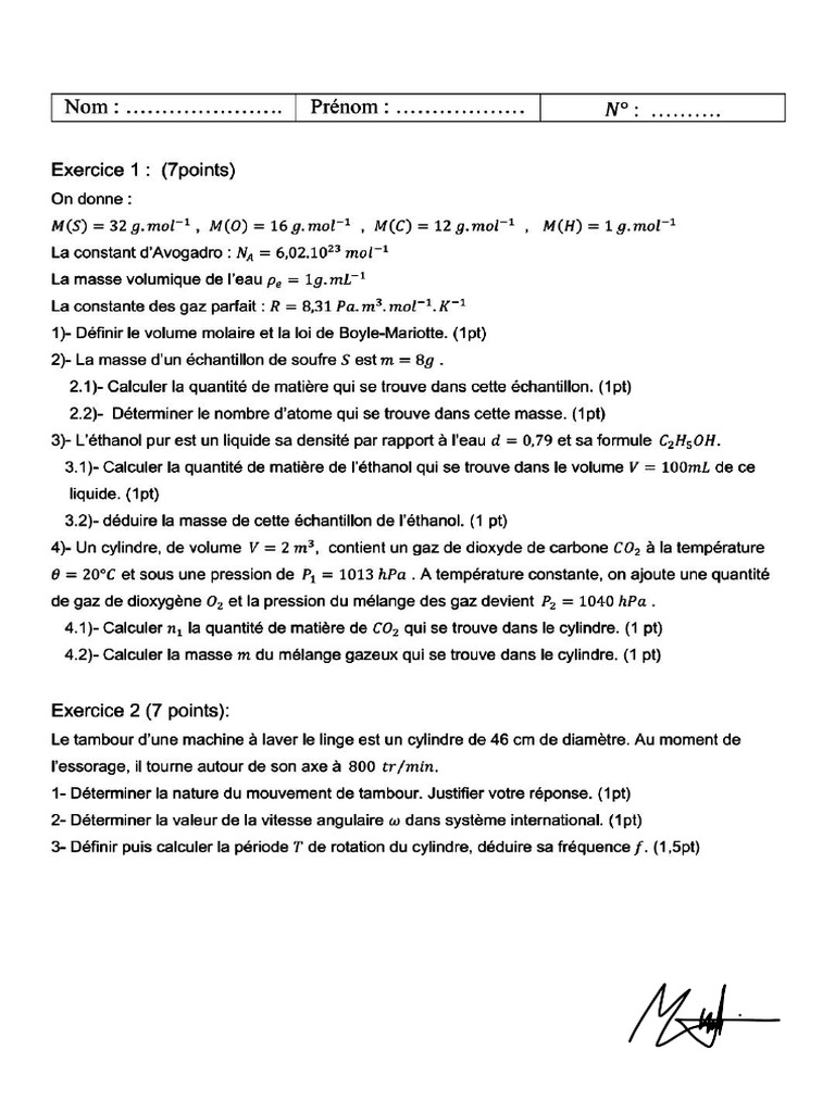 Devoir 1 1bac | PDF