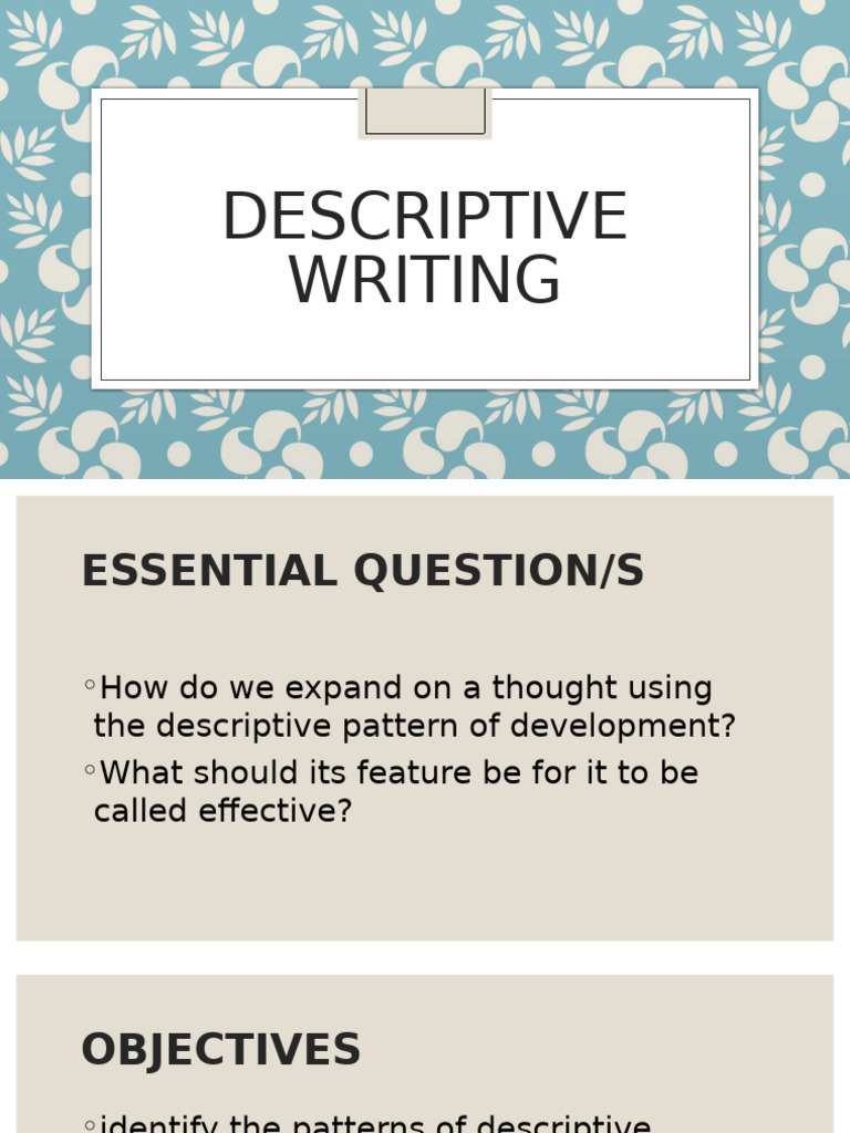 DESCRIPTIVE-WRITING | PDF | Senses