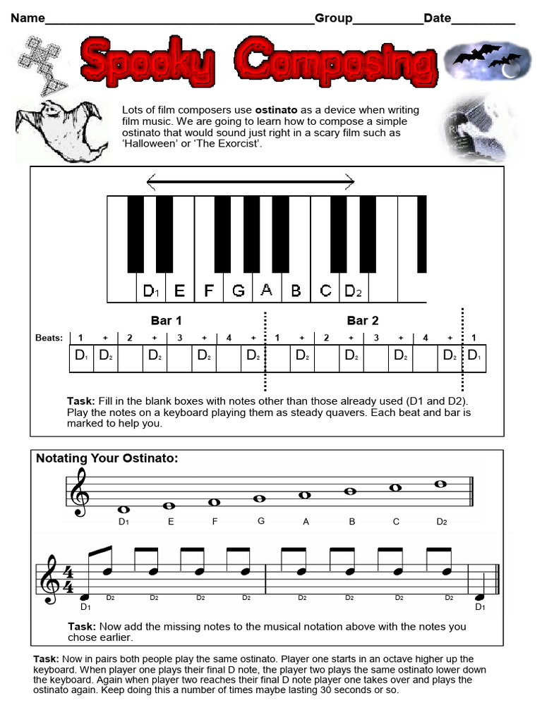 Film Ostinato Composition Sheet | PDF | Notation | Musical Notation