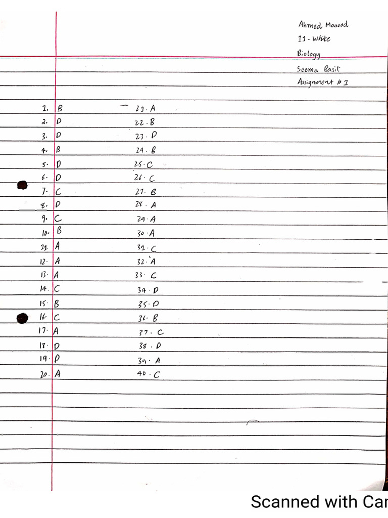 Biology Assignment 1 | PDF