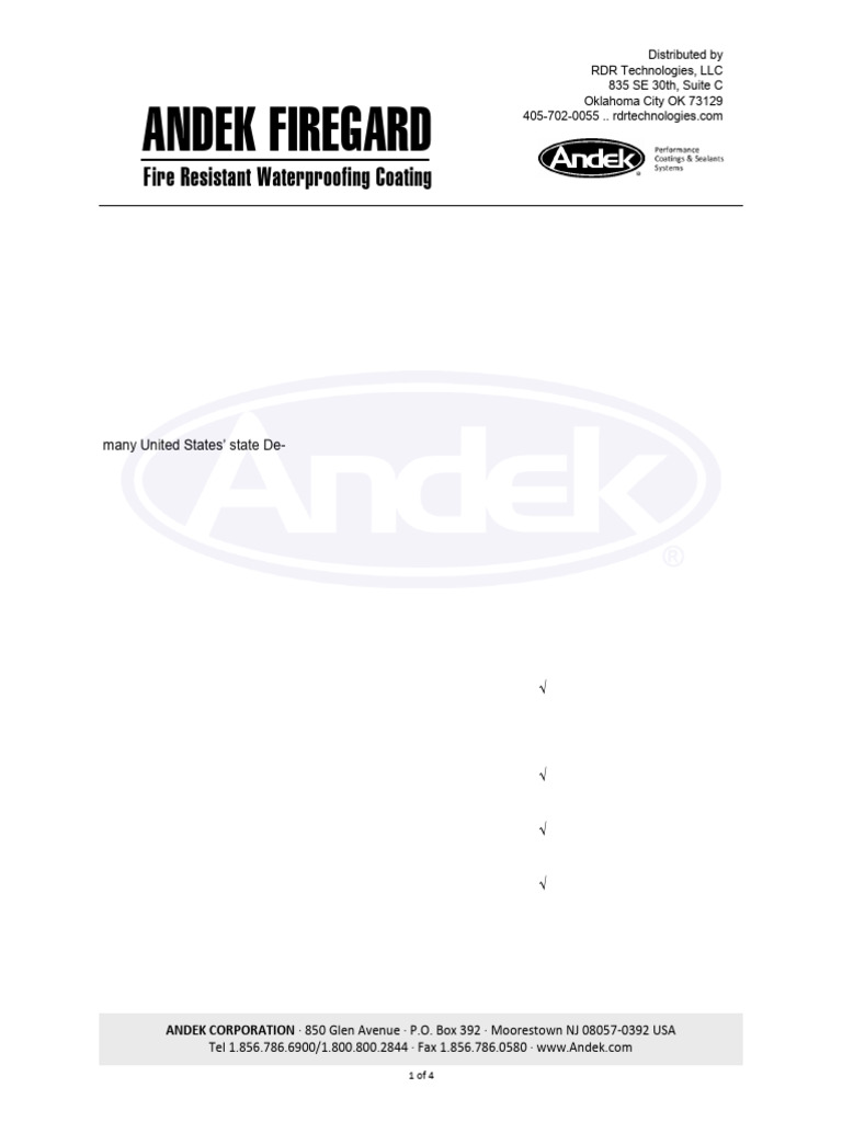 Andek Firegard: Fire-Resistant Coating | PDF | Industrial Processes ...