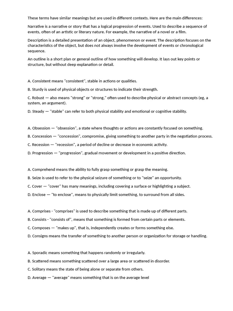 Contextual Differences in Language Terms | PDF | Narrative