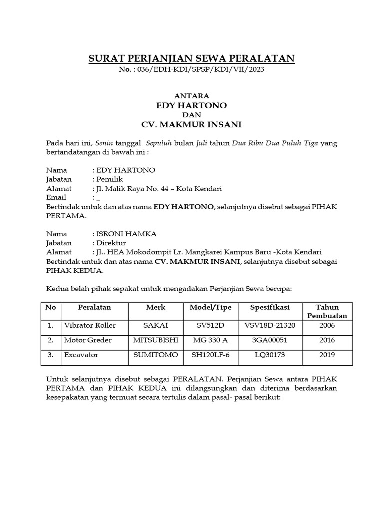 INVOICE ALAT BERAT | PDF