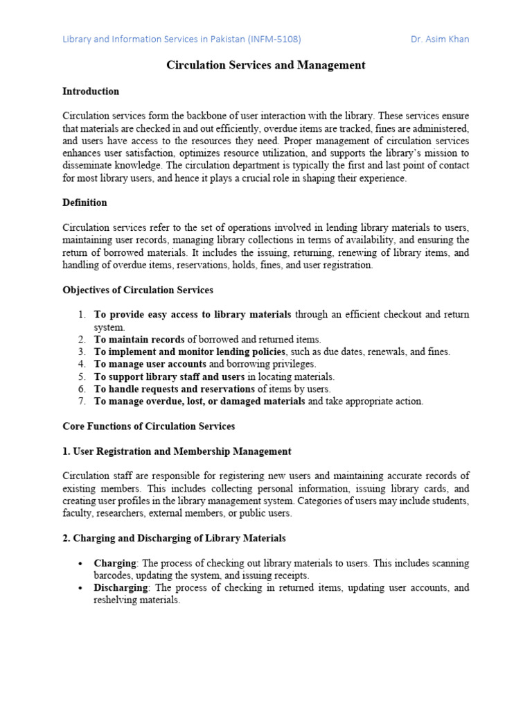 Library Circulation Services Overview | PDF | Libraries | Radio ...