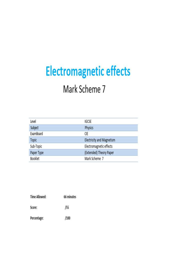 46.7 Electromagnetic Effects CIE IGCSE Physics Ext Theory Ms Combi - L ...