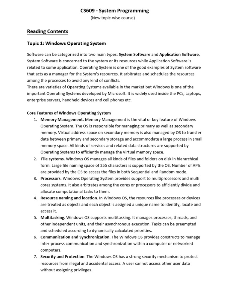 CS609 Complete Handouts New | PDF | Microsoft Windows | Operating System