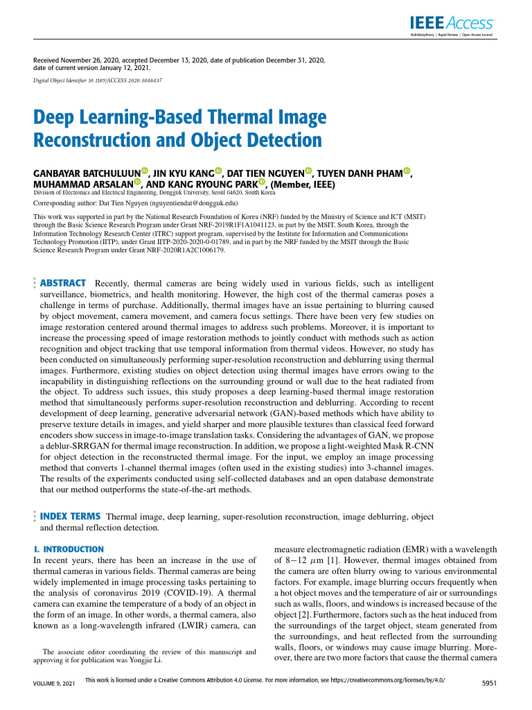 Deep Learning-Based Thermal Image Reconstruction and Object Detection | PDF | Thermography ...