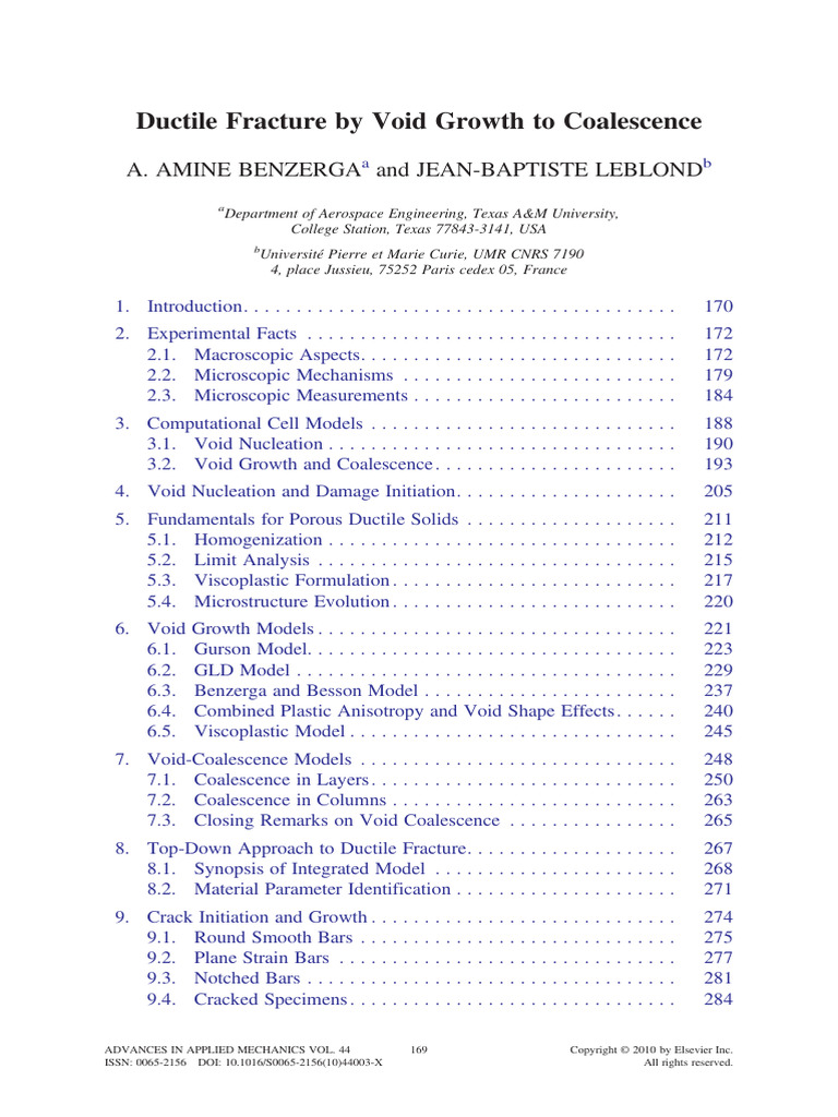 Ductile Fracture by Void Growth To Coalescence | PDF | Fracture | Ductility