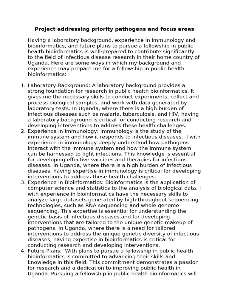 Project Addressing Priority Pathogens and Focus Areas | PDF | Infection ...