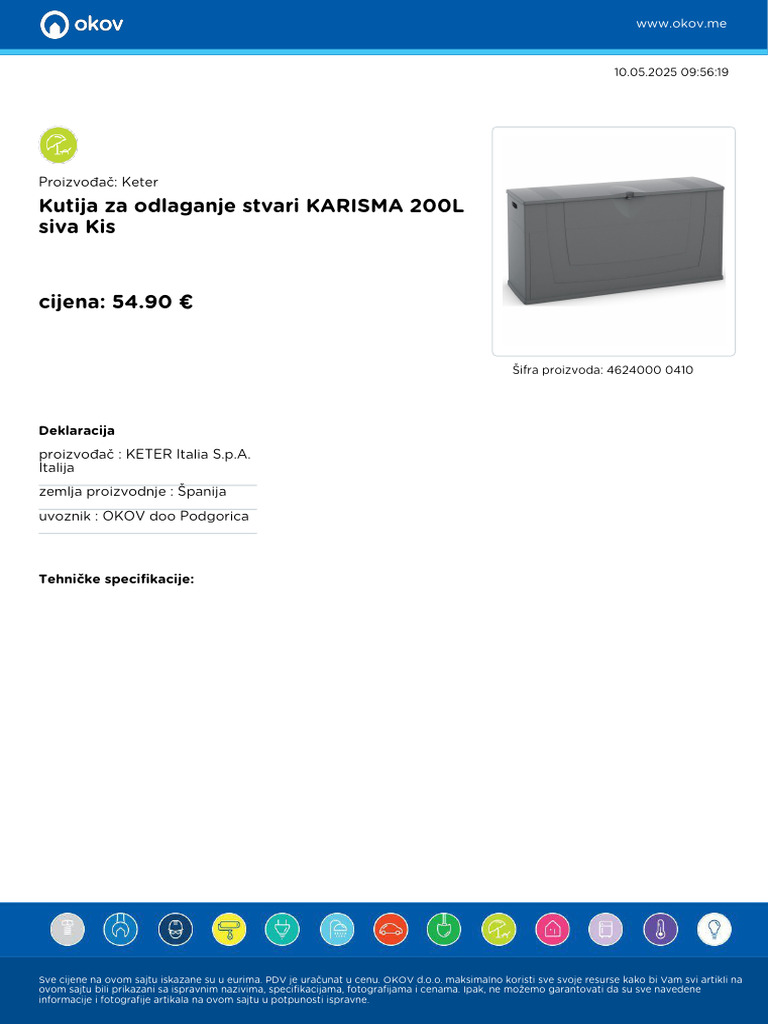 Kutija Za Odlaganje Stvari Karisma 200l Siva Kis | PDF