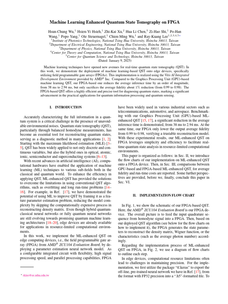 Machine Learning Enhanced Quantum State Tomography On FPGA | PDF ...