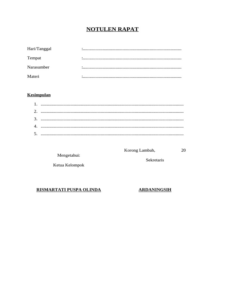 Notulen Rapat | PDF