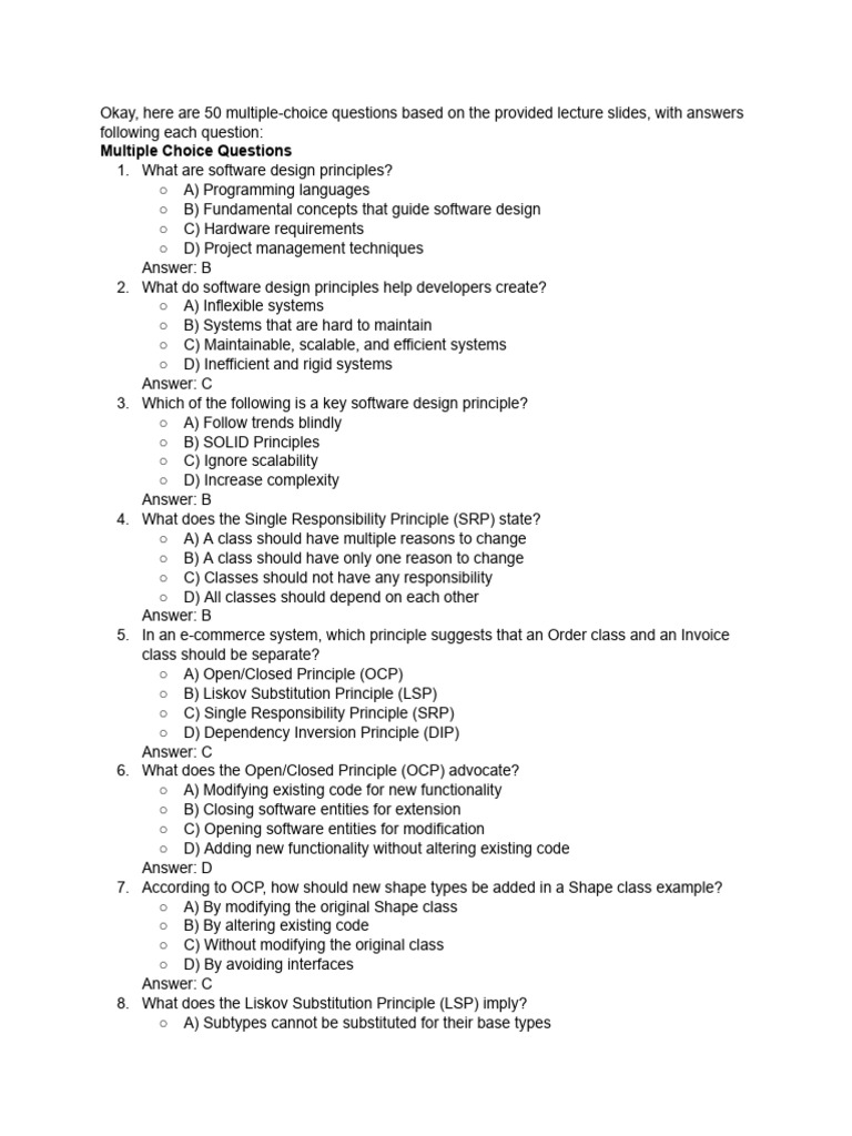 Create A 50 MCQs From This Lecture and Answer Wil... - 3 | PDF | Inheritance (Object Oriented ...