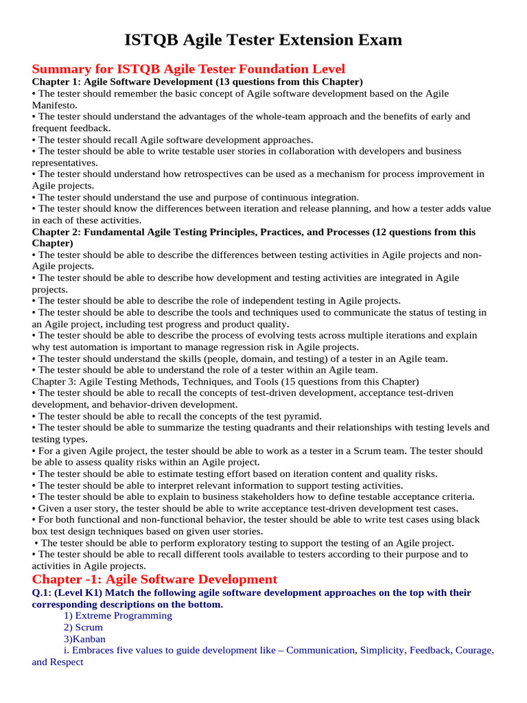 Istqb Agile Tester Exam Answer Pdf Agile Software Development Scrum Software Development