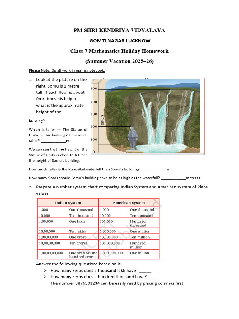 7 Holiday Homework Class 7 MATHS | PDF | Mathematics