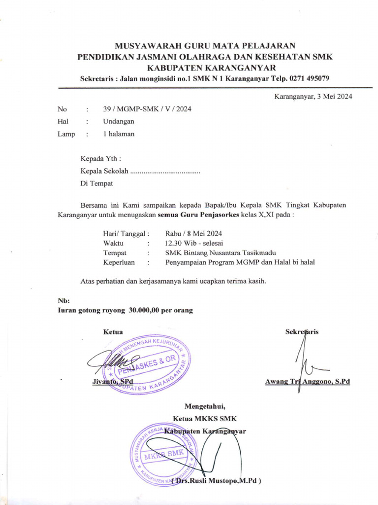 Undangan MGMP | PDF
