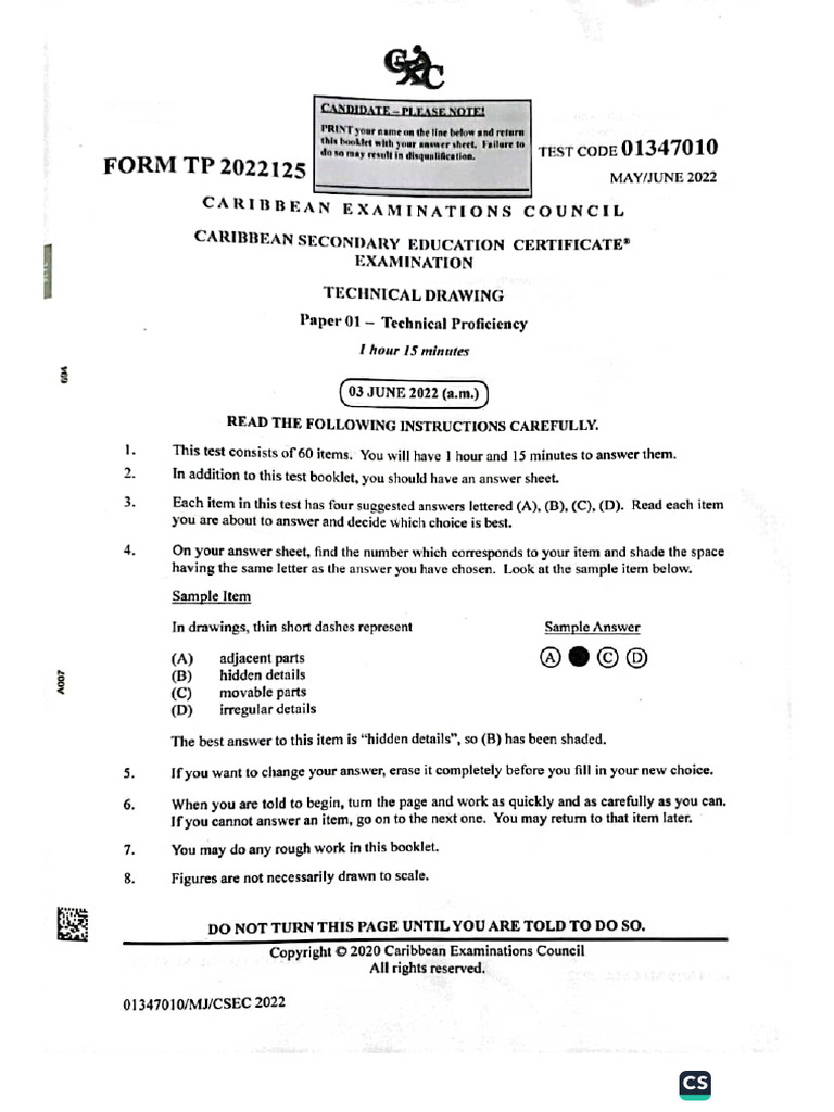 Csec TD Mayjune p1 2022 | PDF