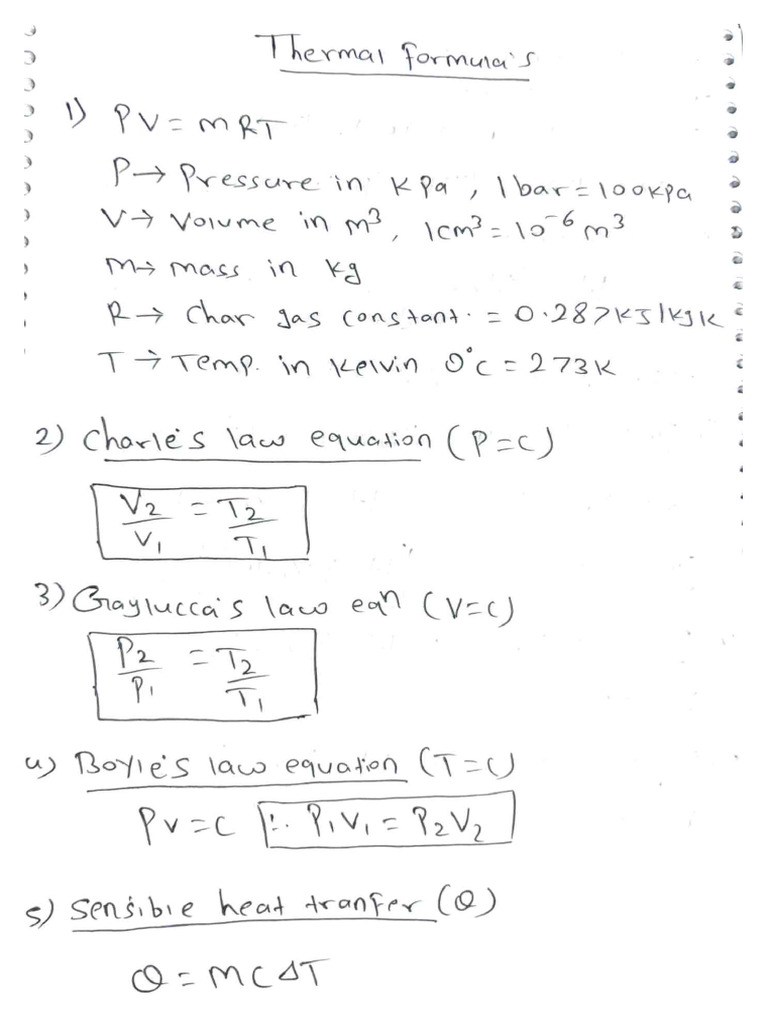 Thermal Formulae | PDF