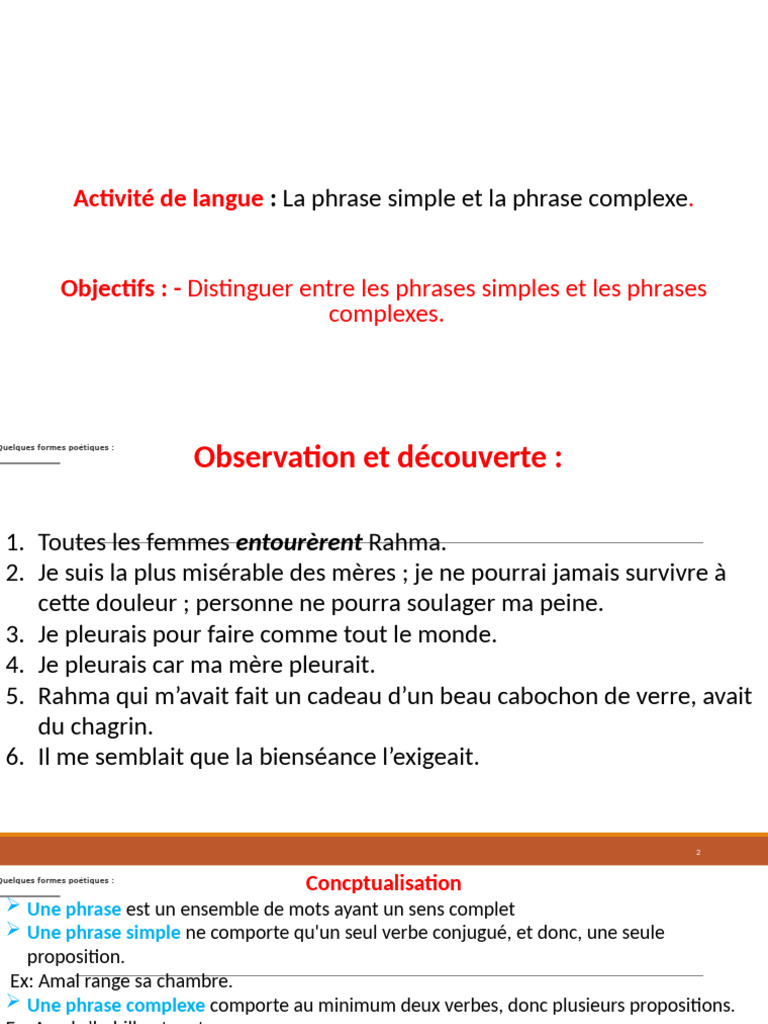 Différence entre phrases simples et complexes | PDF | Clause | Phrase