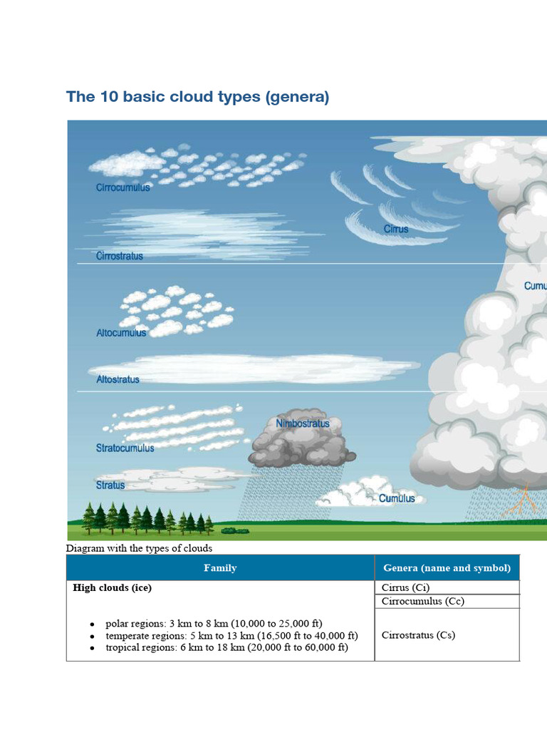 Grade 10 Notes - 10 Basic Clouds and Characteristics | PDF | Cloud ...