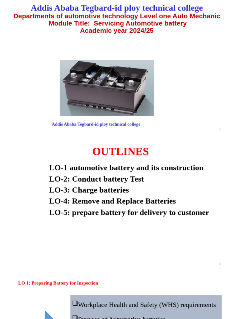 Automotive Battery Handout | PDF | Battery Charger | Rechargeable Battery