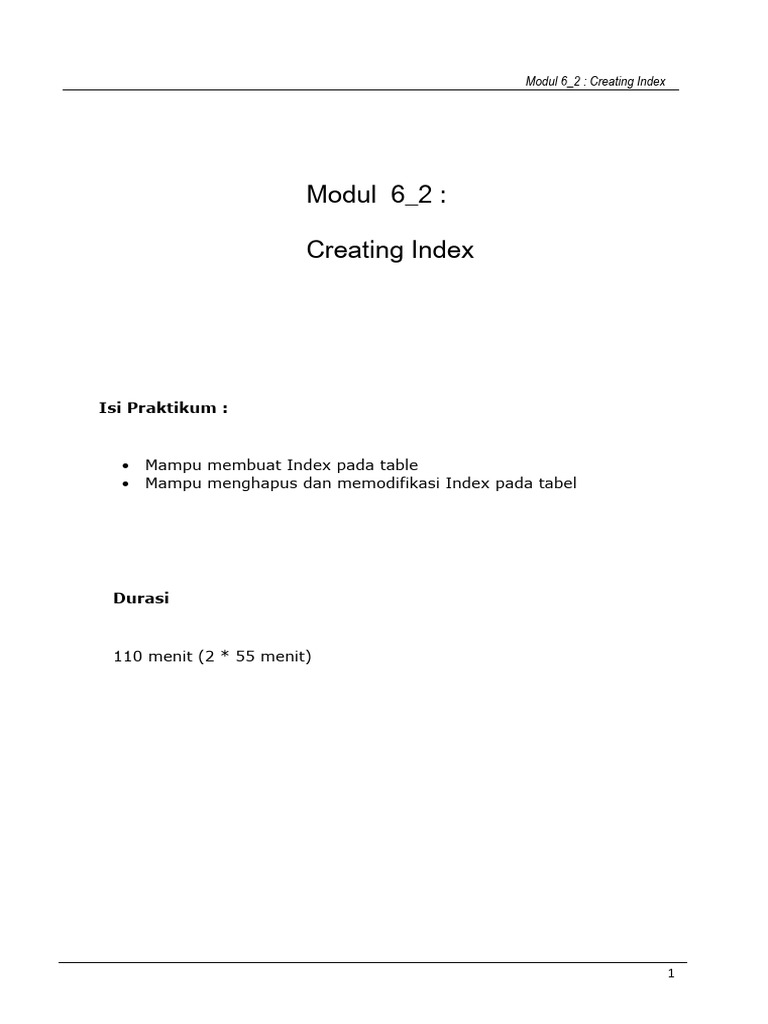 KMIN2315 - Basisdata Lanjut 2425031A P6 2 Index | PDF