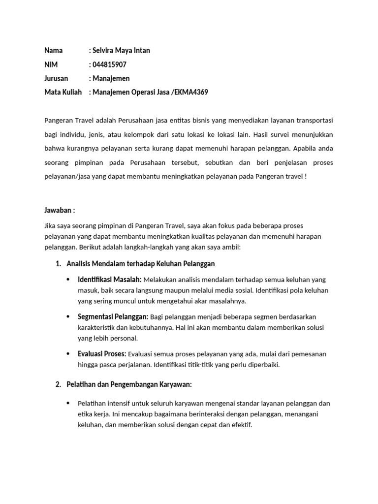 Tugas 1 Manajemen Operasi Jasa | PDF