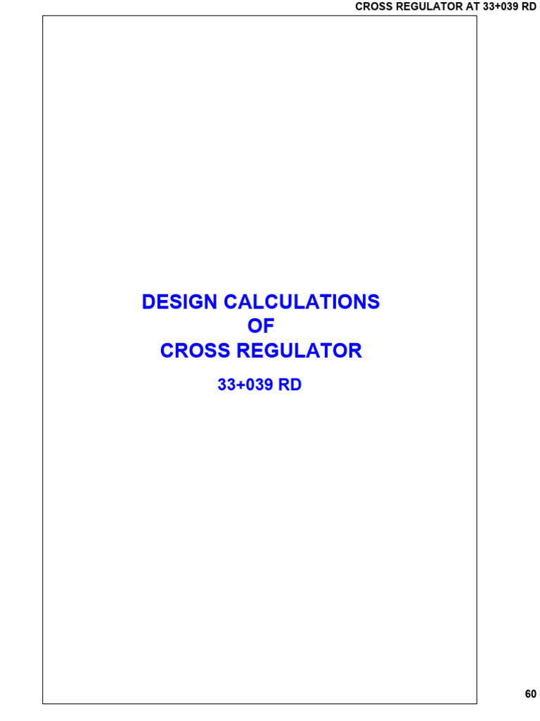 Cross Regulator Design Calculations | PDF | Spillway | Civil Engineering