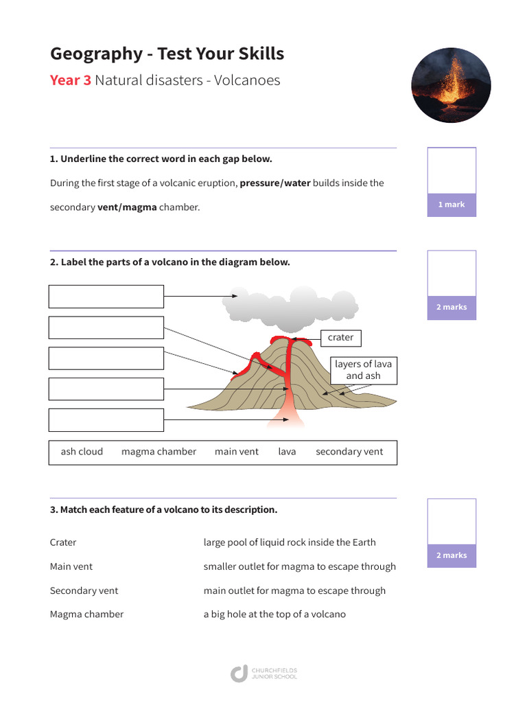 Quiz_Geography_Y3_Natural-Disasters-1-2024 | PDF | Volcano | Lava