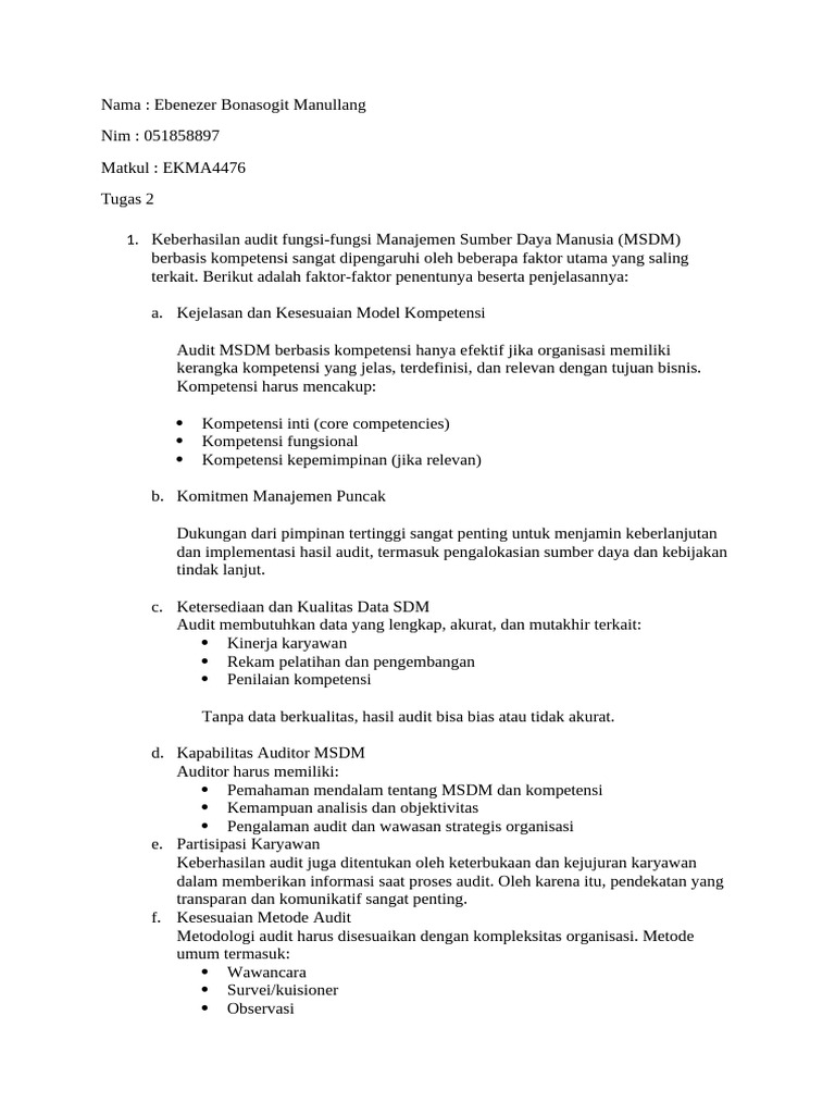 Tugas 2 Audit SDM | PDF