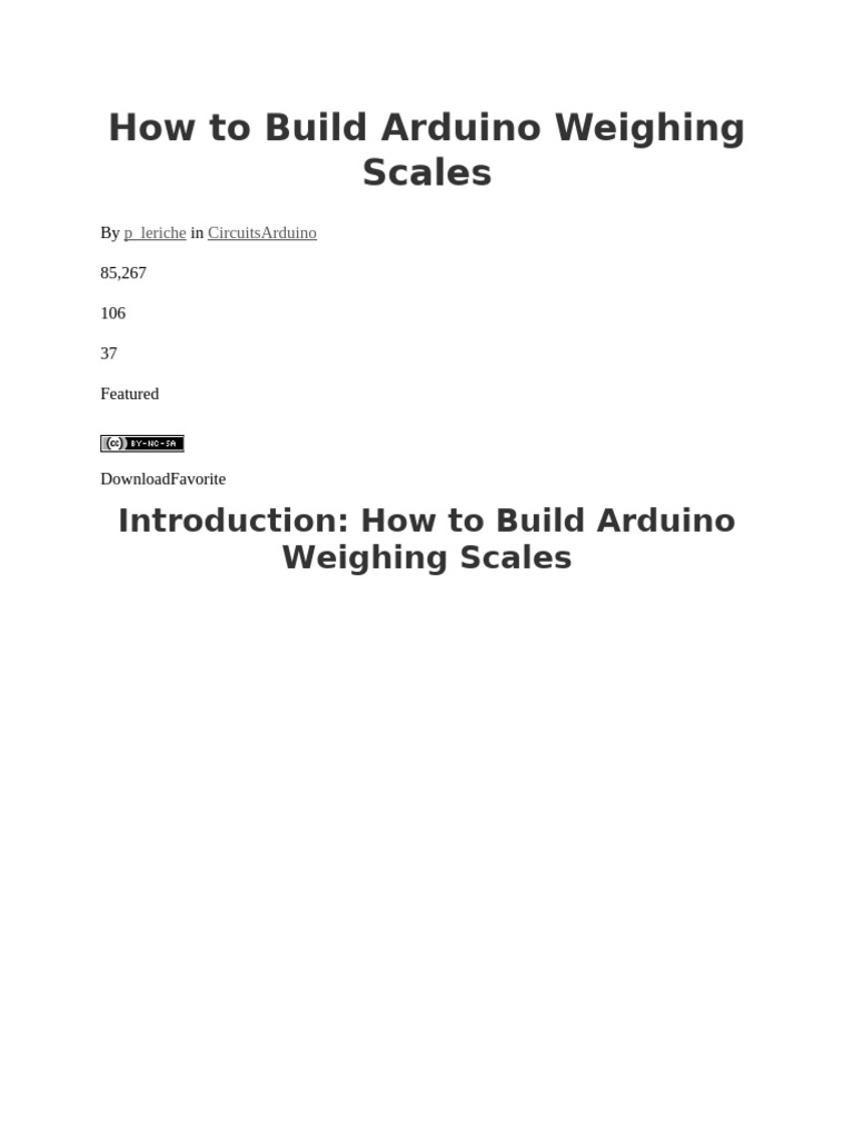 How To Build Arduino Weighing Scales | PDF | Weighing Scale | Standard Deviation