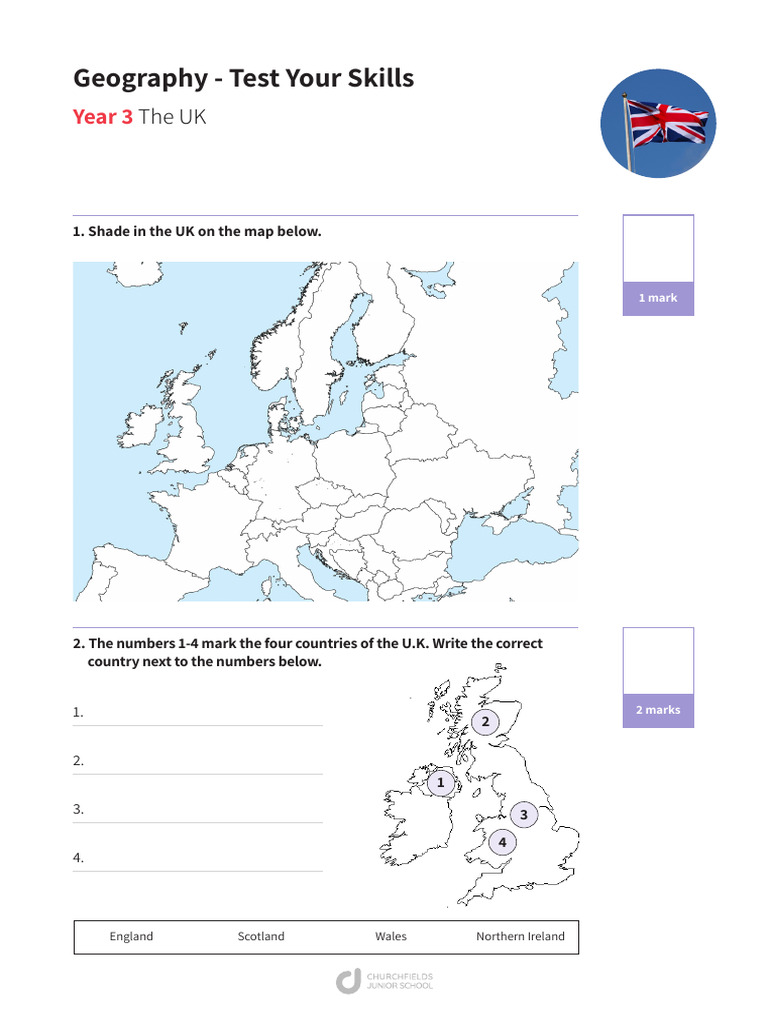 Quiz Geography Y3 The-UK 2024 | PDF