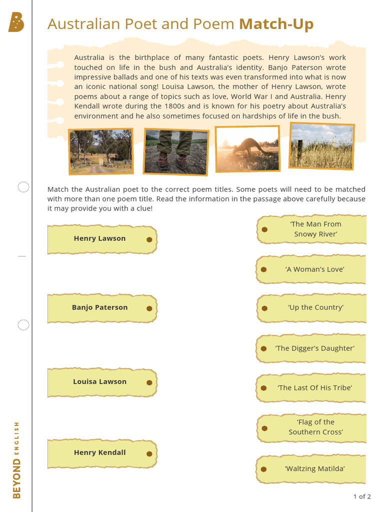 Australian Poet and Poem Match-Up | PDF
