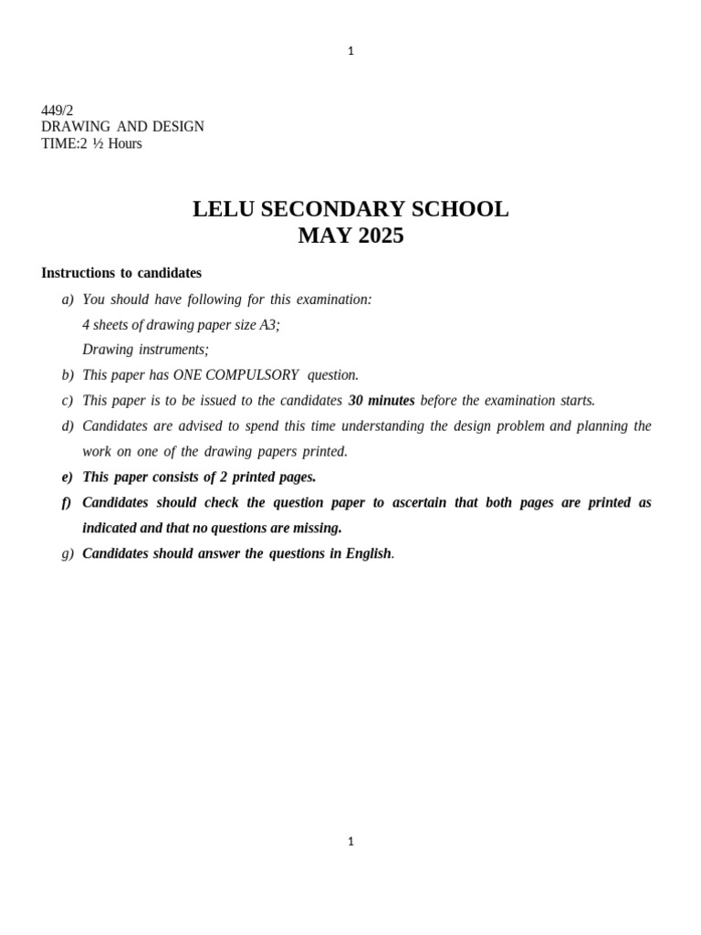 PP2 Drawing Exam: Design Challenge | PDF | Paper