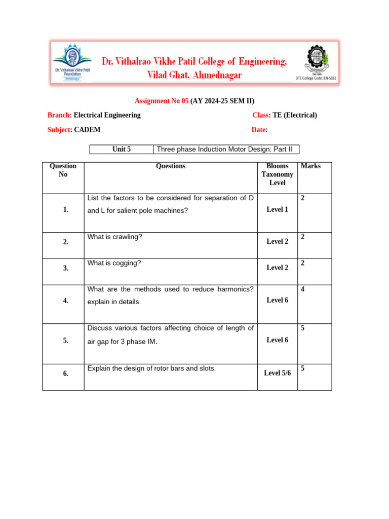 UNIT 5 Assignments CADEM | PDF